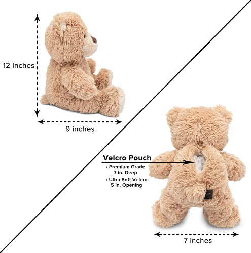 Inventiv Teddy Bear with Pouch, Easily Insert a Recordable Sound Module (Sold Separately), Plush Toy Stuffed Animal (Teddy Bear w/Pouch)