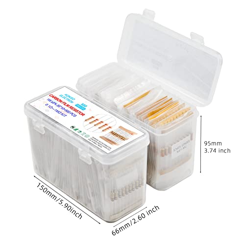 KOKISO 1W 1 Watts 550PCS 55 Value (0.1 ohm—1M ohm) Carbon Film Resistor +/-5% Assorted Kit Assortment