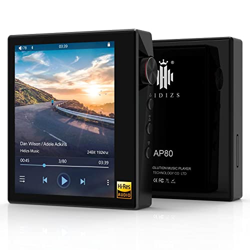 HIDIZS AP80 High Resolution Lossless MP3 Music Player with LDAC/aptX/FLAC/Hi-Res Audio/FM Radio, Hi-Fi Bluetooth Audio Player with Full Touch Screen (Black)