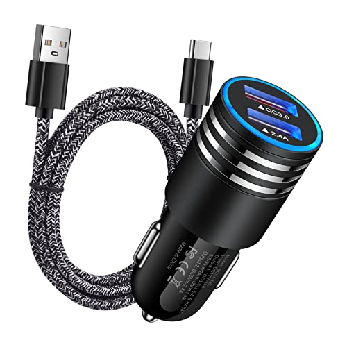 USB C Fast Car Charger for Samsung Galaxy S23 S22 S21 FE S20 Ultra Z Flip 4 3/Z Fold 4 3 A54 A14 A53 A03S A13 A23 A12 A32 A50 A21 A51,Quick Charge 3.0 Rapid Car Adapter+6ft Type C Fast Charging Cable