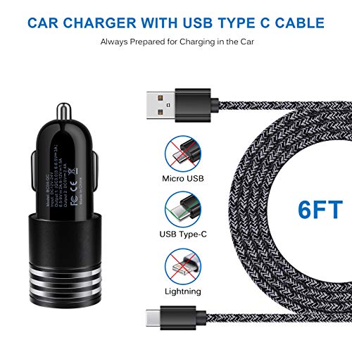 USB C Fast Car Charger for Samsung Galaxy S23 S22 S21 FE S20 Ultra Z Flip 4 3/Z Fold 4 3 A54 A14 A53 A03S A13 A23 A12 A32 A50 A21 A51,Quick Charge 3.0 Rapid Car Adapter+6ft Type C Fast Charging Cable