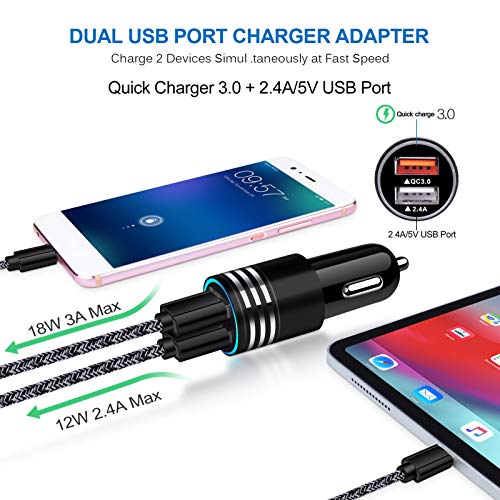 USB C Fast Car Charger for Samsung Galaxy S23 S22 S21 FE S20 Ultra Z Flip 4 3/Z Fold 4 3 A54 A14 A53 A03S A13 A23 A12 A32 A50 A21 A51,Quick Charge 3.0 Rapid Car Adapter+6ft Type C Fast Charging Cable