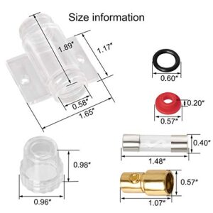 OIIKI 4-8 Gauge AWG in-line AGU Fuse Holder with 2 PCS 60A AGU Type Fuse for Car Audio, Alarm Amplifier, Truck Audio, Compressors