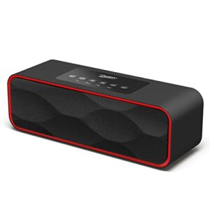 portable wireless bluetooth stereo speaker with powerful sound 10w acoustic drivers built-in mic fm radio micro sd card usb aux-in slot for smartphone, pc, mp3 and more