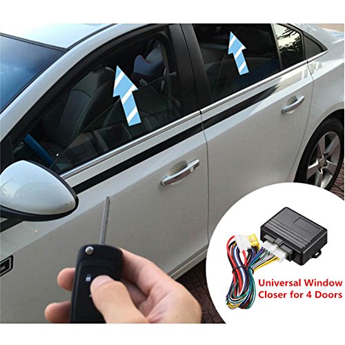 Awzsunny Car Power Window Closer Module-Roll Up Window Lifter Remote Locking Security System Kit for 4 Door Cars DC12V Universal