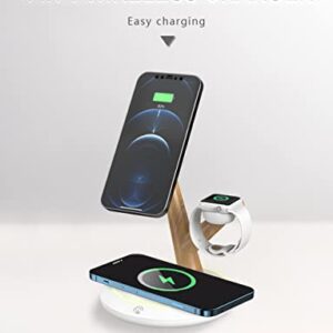 iMacaan 4-in-1 Wireless Charging Station | Compatible with iPhone 14, 13, 12, Pro, Pro Max, Mini, AppleWatch & AirPods | Lightening Fast Charging Dock w/Integrated LED Light (White)