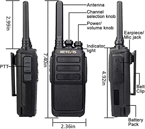 Retevis RT28 Walkie Talkies for Adults Long Range,Two Way Radios Rechargeable,Hands Free 2 Way Radio with Earpiece,for Worker School Security Restaurant(10 Pack)