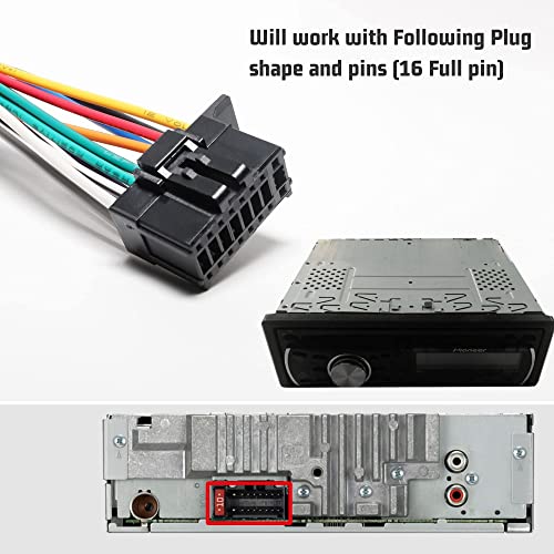 NuIth 16 Pin Pioneer Radio Stereo Wiring Harness Power Speaker Plug DVD Power Cord Replacement for Pioneer DEH AVH AVIC MVH FH SPH AVH4000NEX AVH-4100NEX AVIC-6100NEX