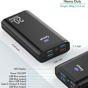 Ceeya Portable Charger PD 20W Battery Pack USB C high-Speed Charging 26800mAh Power Bank LCD Display with Type C Out & in,External Battery Backup for MacBook,iPhone 12,13,14,Samsung,Heated Vest,etc