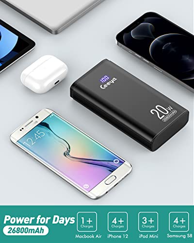 Ceeya Portable Charger PD 20W Battery Pack USB C high-Speed Charging 26800mAh Power Bank LCD Display with Type C Out & in,External Battery Backup for MacBook,iPhone 12,13,14,Samsung,Heated Vest,etc