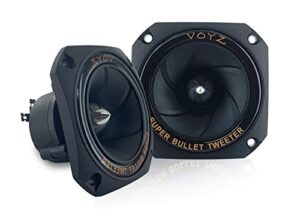 voyz 400 watt 3.5” piezo super horn tweeters aluminum diaphragm 4-8 ohms – black housing with capacitor 1 pair (2pcs) (pet-1943)