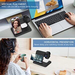 OenFoto 3 in 1 Wireless Charging Station Compatible with Fibit Versa 2 (Not for Versa)– Charging Cable Dock for Samsung Galaxy S22 Ultra S21 Note 20, AirPods Pro, Galaxy Buds Pro(with QC 3.0 Adapter)