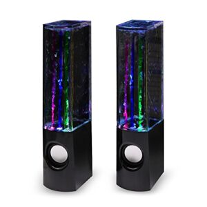 aolyty colorful led water speaker with dancing fountain light show sound for pc, mp3 player, laptops, smartphone black