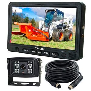 ahd 720p, super clear, 7″ wired monitor rear view backup camera system for farm tractor, truck, rv, forklift, heavy equipment, excavtors, skid steer