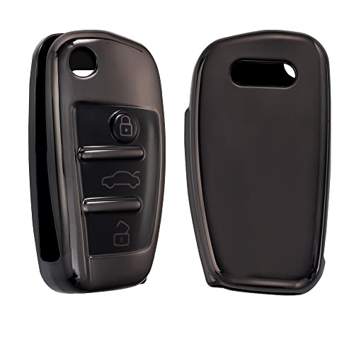 kwmobile Key Cover Compatible with Audi - Anthracite High Gloss