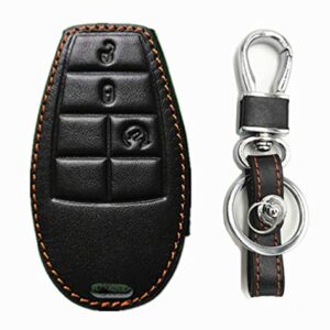 KAWIHEN Leather Key Fob Cover Replacement for Chrysler 300 T&C Dodge Challenger Durango Grand Caravan Journey Ram Truck 1500-3500 Keyless Entry Key Fob Case M3N5WY783X IYZ-C01C GQ4-53T 267F-5WY783X