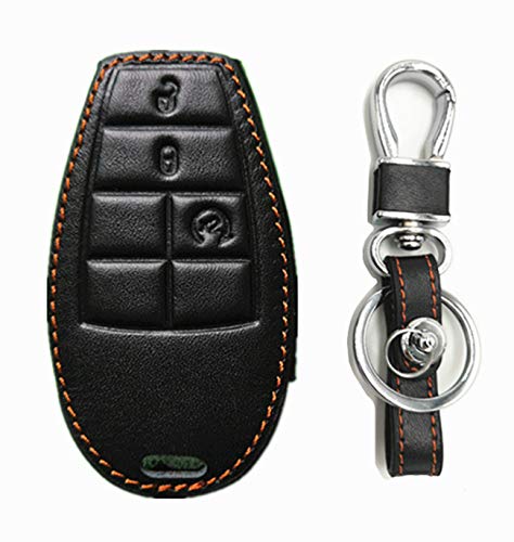 KAWIHEN Leather Key Fob Cover Replacement for Chrysler 300 T&C Dodge Challenger Durango Grand Caravan Journey Ram Truck 1500-3500 Keyless Entry Key Fob Case M3N5WY783X IYZ-C01C GQ4-53T 267F-5WY783X