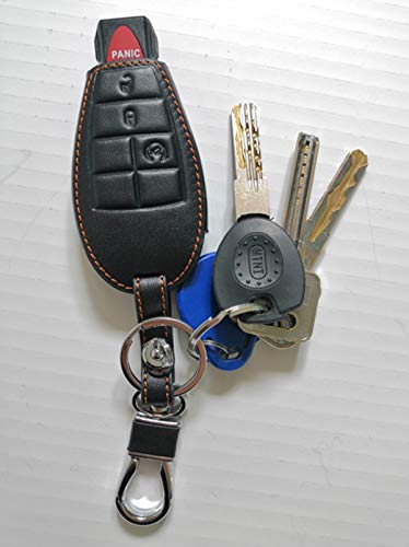 KAWIHEN Leather Key Fob Cover Replacement for Chrysler 300 T&C Dodge Challenger Durango Grand Caravan Journey Ram Truck 1500-3500 Keyless Entry Key Fob Case M3N5WY783X IYZ-C01C GQ4-53T 267F-5WY783X