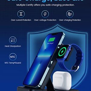 Wireless Charger, PEXXUS Portable 3 in 1 Wireless Charging Station for Multiple Devices,for iPhone 14 13 12 11 pro max XS 8,Samsung Galaxy, Apple Watch Charging Stand, Airpods 2 3 Pro Charger