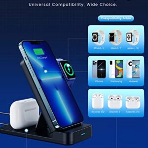 Wireless Charger, PEXXUS Portable 3 in 1 Wireless Charging Station for Multiple Devices,for iPhone 14 13 12 11 pro max XS 8,Samsung Galaxy, Apple Watch Charging Stand, Airpods 2 3 Pro Charger