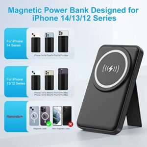 Mag-Safe Battery Pack for Apple, 5000mAh Foldable Magnetic Wireless Power Bank with Aluminum Alloy Stand, Portable Travel MagSafe Charger PD 20W Fast Charging for iPhone 14 Pro Max Plus 13 12 Mini