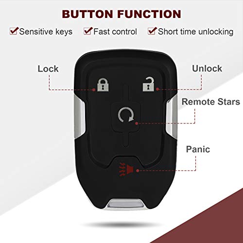 ANGLEWIDE Car Key Fob Keyless Entry Remote SHELL CASE Replacement for 17 for GMC DENALI XL (FCC HYQ1EA) 4 Buttons 1pad