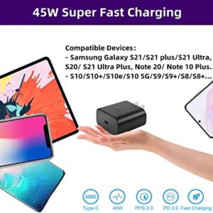 Samsung Super Fast Charger Type C, 45W USB C Super Fast Charging for Samsung Galaxy S23 Ultra/S23/S23+/S22/S22 Ultra/S22+/Note 20/S20/S21, Galaxy Tab S7/S7+/S8/S8+Ultra, 2Pack, Galaxy A, PPS Charger