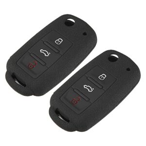 x autohaux 2pcs silicone key fob cover fit for volkswagen jetta gti passat golf tiguan touareg cc eos black