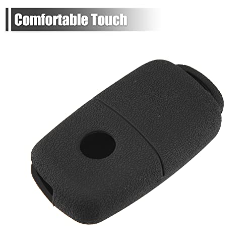 X AUTOHAUX 2pcs Silicone Key Fob Cover Fit for Volkswagen Jetta GTI Passat Golf Tiguan Touareg CC Eos Black