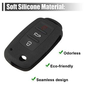 X AUTOHAUX 2pcs Silicone Key Fob Cover Fit for Volkswagen Jetta GTI Passat Golf Tiguan Touareg CC Eos Black