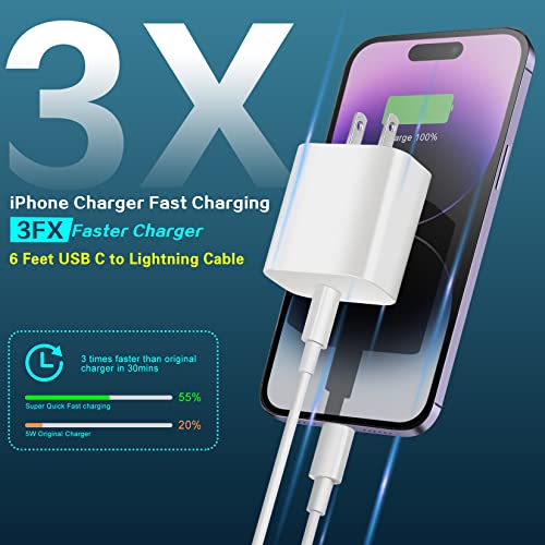 iPhone Charger Fast Charging,[Apple MFi Certified] Apple Charger iPhone Super Quick 2Pack 6FT Type-C to Lightning Cable USB C Wall Charger Plug Adapter for iPhone 14 13 12 11/14Pro Max/13Pro/XS/XR/SE