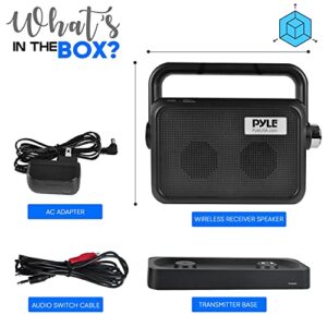 Wireless Portable Speaker Soundbox - 2.4ghz Full Range Stereo Sound Digital TV MP3 iPod Analog Cable & Digital Optical w/Headset Jack Voice Enhancing Audio Hearing Assistance - Pyle PTVSP18BK