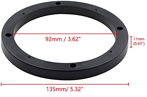 Mecion 2Pcs Auto Car Truck 4" Dia Universal Black Plastic Speaker Spacer Adaptor Ring Mounting Bracket