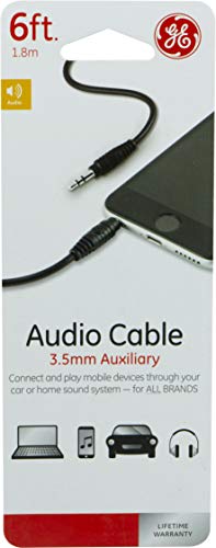 GE 3.5mm Auxiliary Audio Cable 6ft, Black, 33572