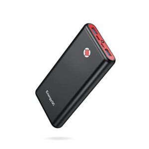 EnergyQC Pilot X7 Portable Charger,20000mAh 18W PD Fast Charging Power Bank,USB C Input/Output Battery Pack with LED Flashlight for iPhone,Samsung and More - Black+Red