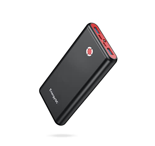 EnergyQC Pilot X7 Portable Charger,20000mAh 18W PD Fast Charging Power Bank,USB C Input/Output Battery Pack with LED Flashlight for iPhone,Samsung and More - Black+Red