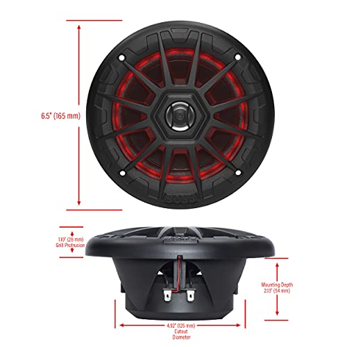 BOSS Audio Systems MRGB55B 5.25 Inch Marine Speakers - Weatherproof, 150 Watts Per Pair, 75 Watts Each, Multi-Color Illumination, Full Range, 2 Way, Sold In Pairs