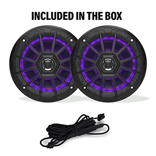 BOSS Audio Systems MRGB55B 5.25 Inch Marine Speakers - Weatherproof, 150 Watts Per Pair, 75 Watts Each, Multi-Color Illumination, Full Range, 2 Way, Sold In Pairs