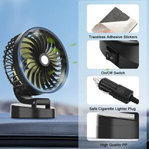 Car Fan 12V Electric Cooling Fan : 360 Degree Rotatable Fan for Car Cooling Air Circulator Fan Powered by Cigarette Lighter Strong Wind, Dashboard Portable Fan for SUV RV Boat Auto Vehicles or Home