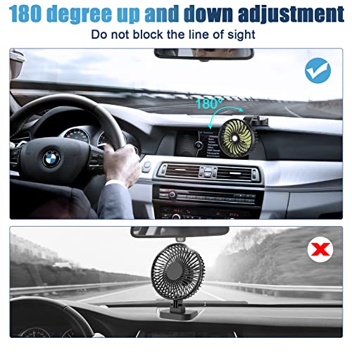 Car Fan 12V Electric Cooling Fan : 360 Degree Rotatable Fan for Car Cooling Air Circulator Fan Powered by Cigarette Lighter Strong Wind, Dashboard Portable Fan for SUV RV Boat Auto Vehicles or Home