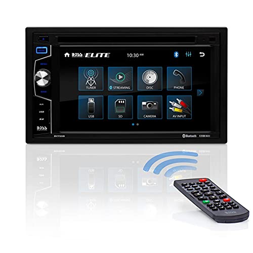 BOSS Audio Systems Elite BV755B Car DVD Player - Double Din, Bluetooth Audio and Calling, 6.2 Inch LCD Touchscreen, MP3 Player, CD, DVD, USB, SD, Auxiliary Input, AM/FM Radio Receiver (Renewed)