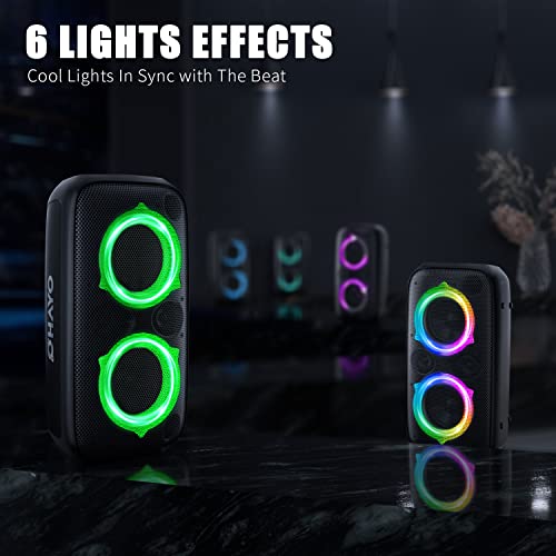 Ortizan 80W Powerful Portable Bluetooth Party Speaker, Extra Deep Bass, Loud 105dB Sound IPX4 Outdoor Wireless Bluetooth Speakers with Dynamic Light Show, Wireless Microphone, 24H Playtime(Black)