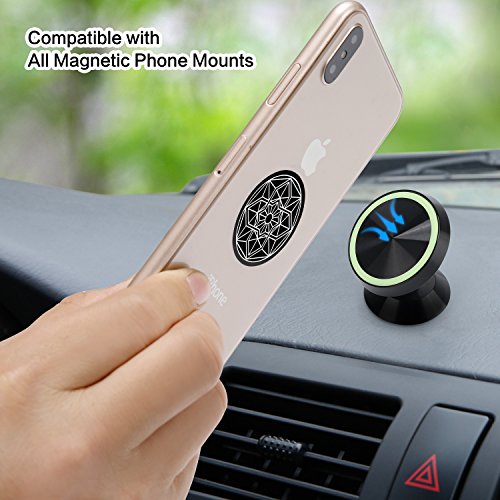 Mount Metal Plate with 3M Adhesive 5 Pack for Magnetic Cell Phone Car Mount, Stylish Universal Metal Disc Replacement Sticker for iPhone GPS Magnet Holder Cradle Stand 5 Round