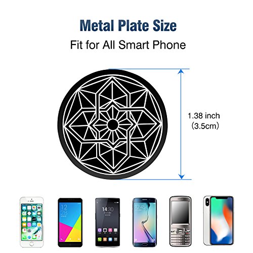 Mount Metal Plate with 3M Adhesive 5 Pack for Magnetic Cell Phone Car Mount, Stylish Universal Metal Disc Replacement Sticker for iPhone GPS Magnet Holder Cradle Stand 5 Round