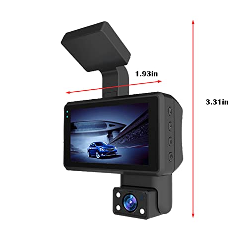 3.5 Inch IPS Screen Car Dash Cam, 1080P FHD DVR Dash Cam Front and Rear, 170° Wide Angle Dashboard Camera, Night Vision, Loop Recording, Dash Camera for Cars, Parking Monitor, Built in G-Sensor (A)