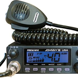 President Johnny III USA 40 Channel CB Radio 12 or 24V, Black