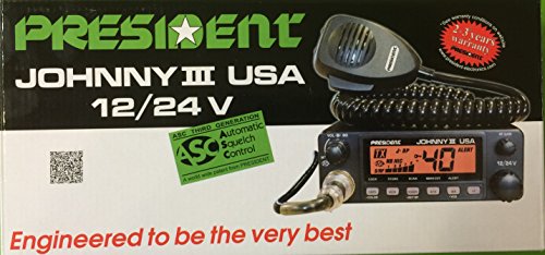 President Johnny III USA 40 Channel CB Radio 12 or 24V, Black