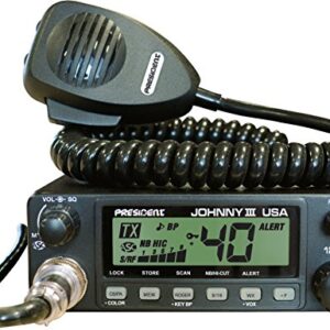 President Johnny III USA 40 Channel CB Radio 12 or 24V, Black