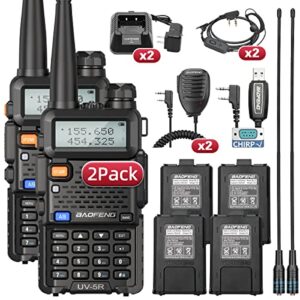 ham radio handheld baofeng uv-5r radio uhf vhf dual band two way radio long range handheld walkie talkies with extra li-ion battery programming cable ar771 antenna headsets full kits-2pack