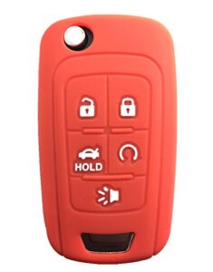 kawihen silicone key fob cover compatible with chevrolet chevy camaro cruze equinox impala malibu sonic oht01060512 kr55wk50073（orange）